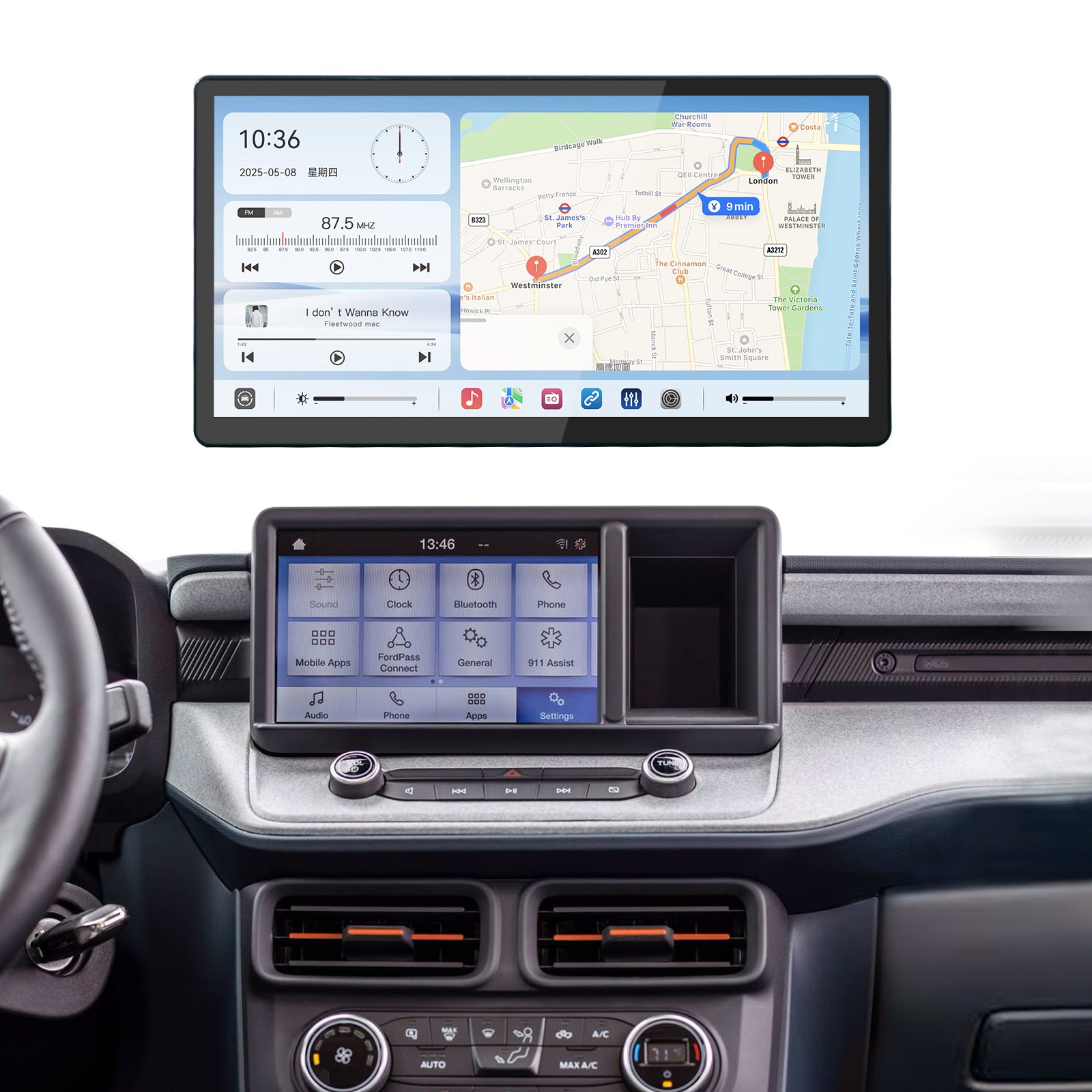 CarABC 13.2" Android 13 Car stereo Retains Sync3 for Ford Maverick 202