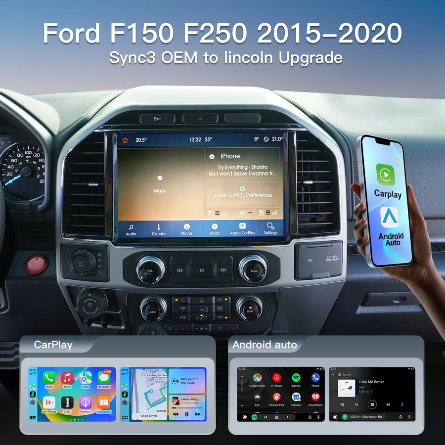 For Ford F-150 250 2015–2020 SYNC3 8″ to 12″ OEM-Style Lincoln Screen ...